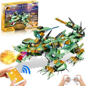 sillbird remote&app control dragon robot building kit, stem projects for kids age 8-12-16, educational stem birthday gifts toys for 8 9 10 11 12 year old boys girls (515 pieces)