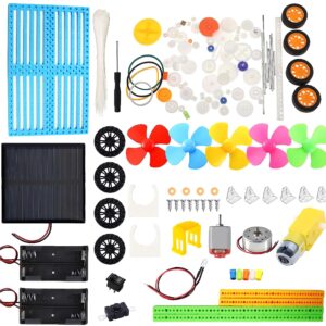 electric circuit motor kit with solar panel, solar motor kit for kids physics science experiment learning kits, diy educational stem project for kids & teens, girls & boys