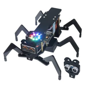 freenove robot ant kit (compatible with arduino ide), dot matrix expressions, ultrasonic obstacle avoidance, colorful lights, app, stem project