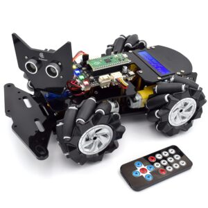 adeept 4wd omni-directional mecanum wheels robotic car kit compatible with raspberry pi pico diy stem remote controlled educational robot kit with lcd1602 display and tutorials