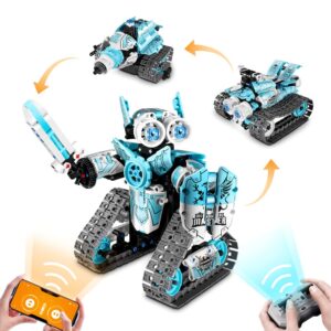 pinkbee robot toys building blocks set 3-in-1 app remote control truck tank stem projects science kits for kids 6 7 8 9 10 age 8-12 year old boys compatible with lego (398 pcs)