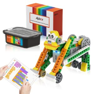 apitor stem 20-in-1 education coding robot toys, coding robot kit diy building science kit with scratch 3.0, programmable remote control robot for beginners gift for kids ages 6+ (storage version)