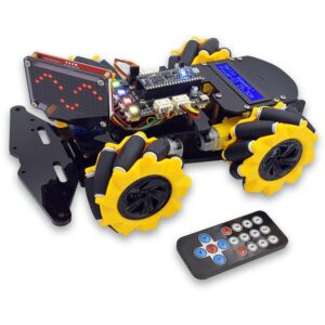 adeept 4wd robot kit omni-directional mecanum wheels car for esp32-s3 banana pi picow-s3 diy stem remote educational robotic with lcd1602 display, python code pdf tutorials for adult kids gift