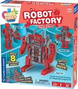 thames & kosmos kids first robot factory: wacky, misfit, rogue robots stem experiment kit | hands-on model building for young engineers | build 8 motorized robots | play & learn with storybook manual