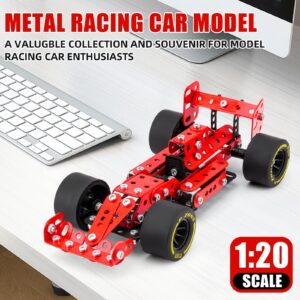 Ferthor Fun Building Car Metal Model Kits,STEM Building Toys Model Car Kits for Boys 8-12,Erector Set 1:20 Scale Red Racing Car Metal Building Blocks for Kids Boys 8 9 10 11 12-16 Years Old