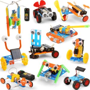 10 set stem robot car kit, science projects for kids 8-12, robotics craft building kits for boys 6-8, engineering activities experiments electronics toys for girls, gift idea 6 7 8 9 10 11 12 13 year