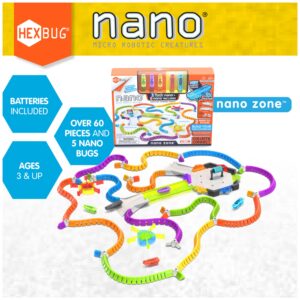 HEXBUG Nano Zone, Sensory Toys for Kids & Cats with Over 60 Pieces & 5 Nano Bugs, STEM Kits & Mini Robot Toy for Kids Ages 3 & Up, Batteries Included