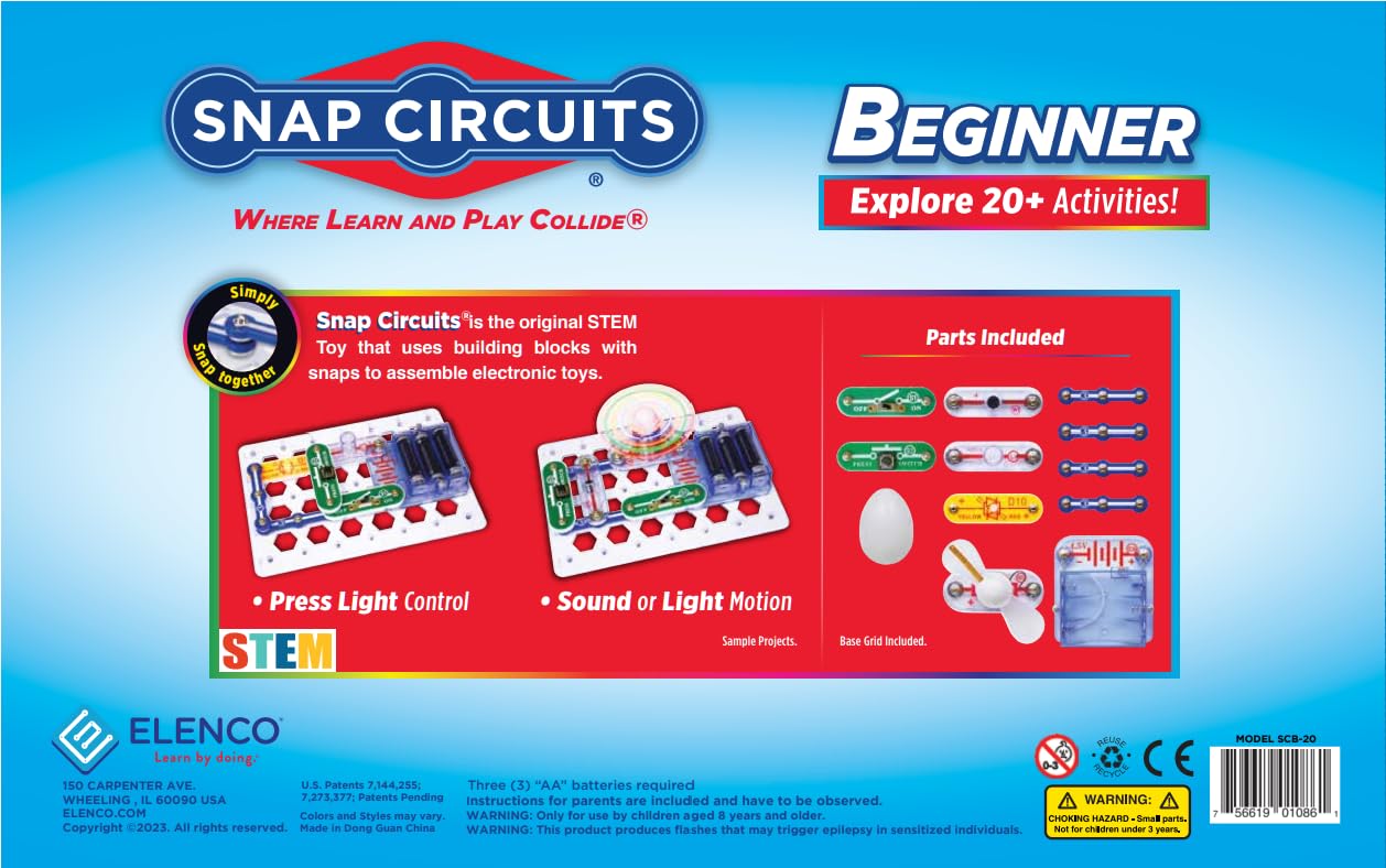 Snap Circuits Beginner, Electronics Exploration Kit, Stem Kit for Ages 5-9 (SCB-20)