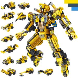 lukat robot stem building toys for 6 year old boys, 573 pcs construction toy engineering building bricks construction vehicles kit best gift for kids age 6 7 8 9 10 11 year old 1