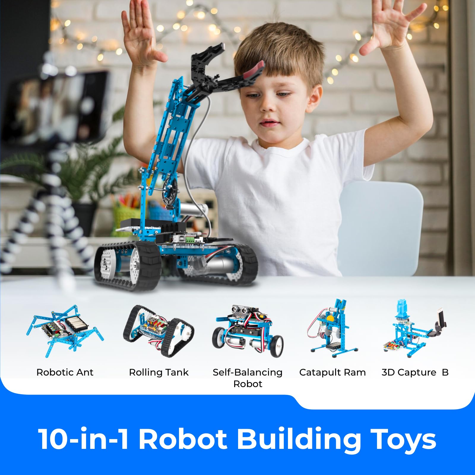 Makeblock mBot Ultimate 10 in 1 Robot Building Toys, Robotics Kit App Remote Control Robot Toys Compatible with Arduino C & Raspberry Pi, STEM Educational DIY Robot Arm Kit Gift for Teenagers & Adults