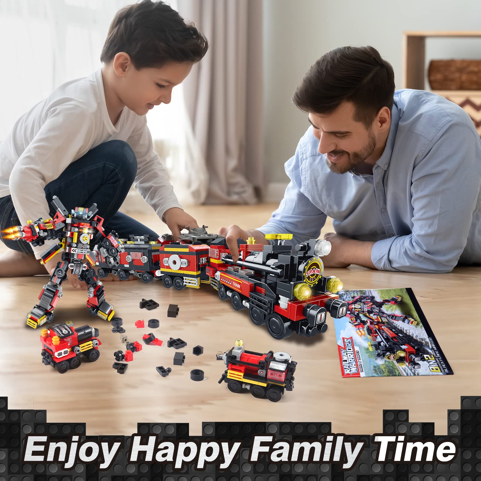 COBFDHA Train Sets Toys for Kids Age 8-12, 8-in-2 Building Blocks Kits for 12-16 Year Old Teen Boys Girls, STEM Engineering Robot Toy, Christmas Birthday Gifts for Kids Ages 6 7 9 10 11 14 (766 Pcs)