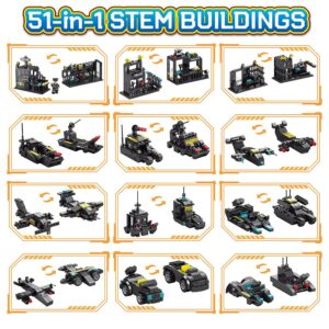 51-in-1 Robot Building Kit for Kids STEM Building Toys Erector Set for Boys 8-12 Engineering STEM Projects SWAT Police Building Blocks Toys Gifts for Boys Kids Age 6 7 8 9 10 11 12 Years Old 700PCS