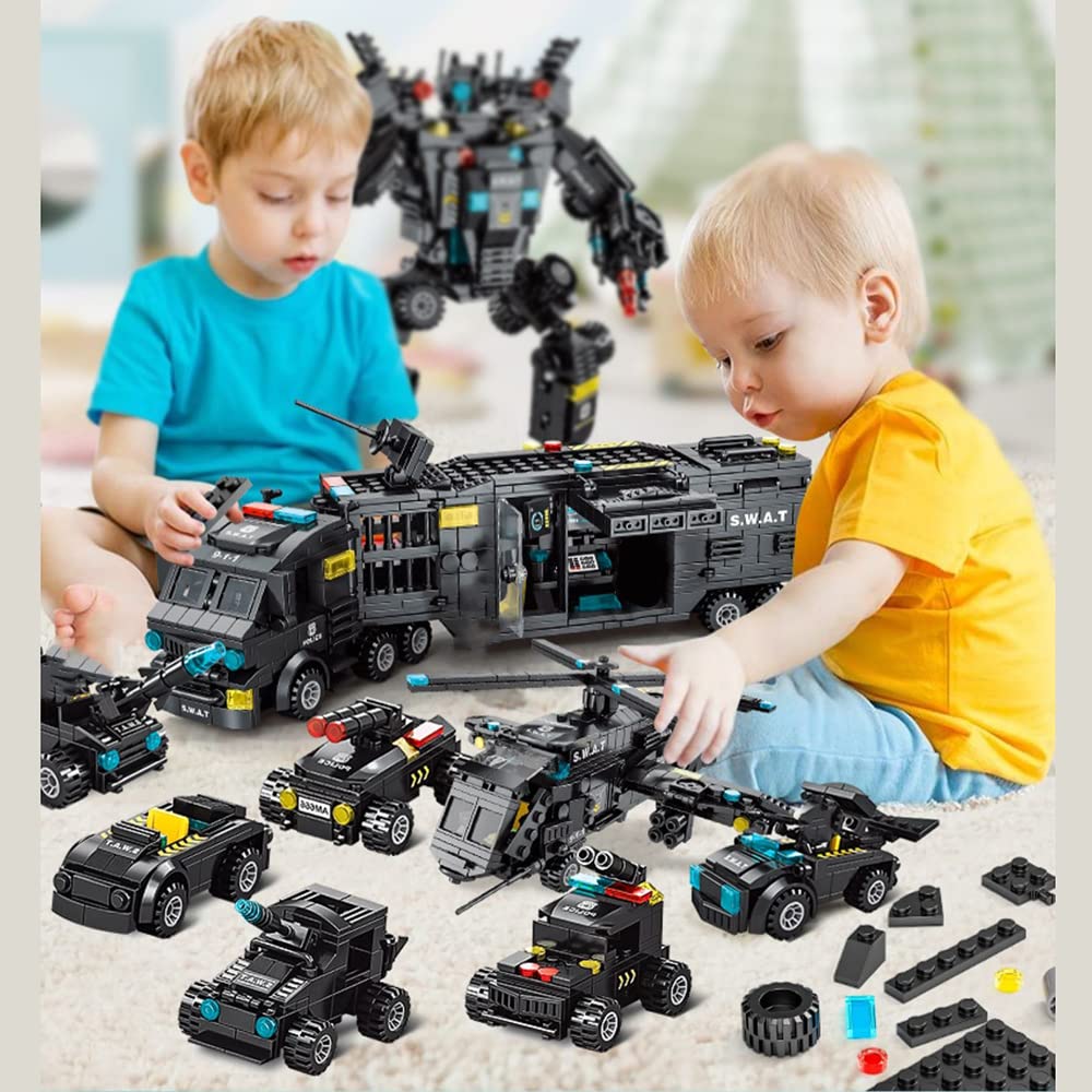 51-in-1 Robot Building Kit for Kids STEM Building Toys Erector Set for Boys 8-12 Engineering STEM Projects SWAT Police Building Blocks Toys Gifts for Boys Kids Age 6 7 8 9 10 11 12 Years Old 700PCS