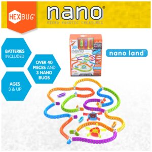 HEXBUG Nano Land, Sensory Toys for Kids & Cats with Over 40 Pieces & 3 Nano Bugs, STEM Kits & Mini Robot Toy for Kids Ages 3 & Up, Batteries Included