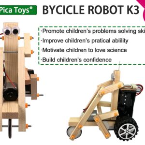 Pica Toys Wooden Wireless Remote Control Robotics Bicycle K3 - Creative Engineering Circuit Science STEM Building Kit - Electric Motor DIY Experiment for Kids, Teens and Adults