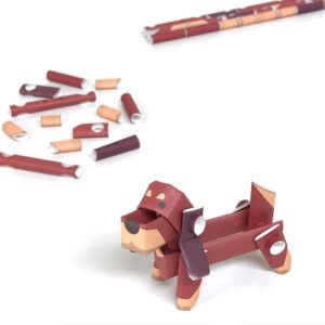 piperoid animals dachshund dog - japanese 3d paper dog puzzle diy origami kit for kids and adults