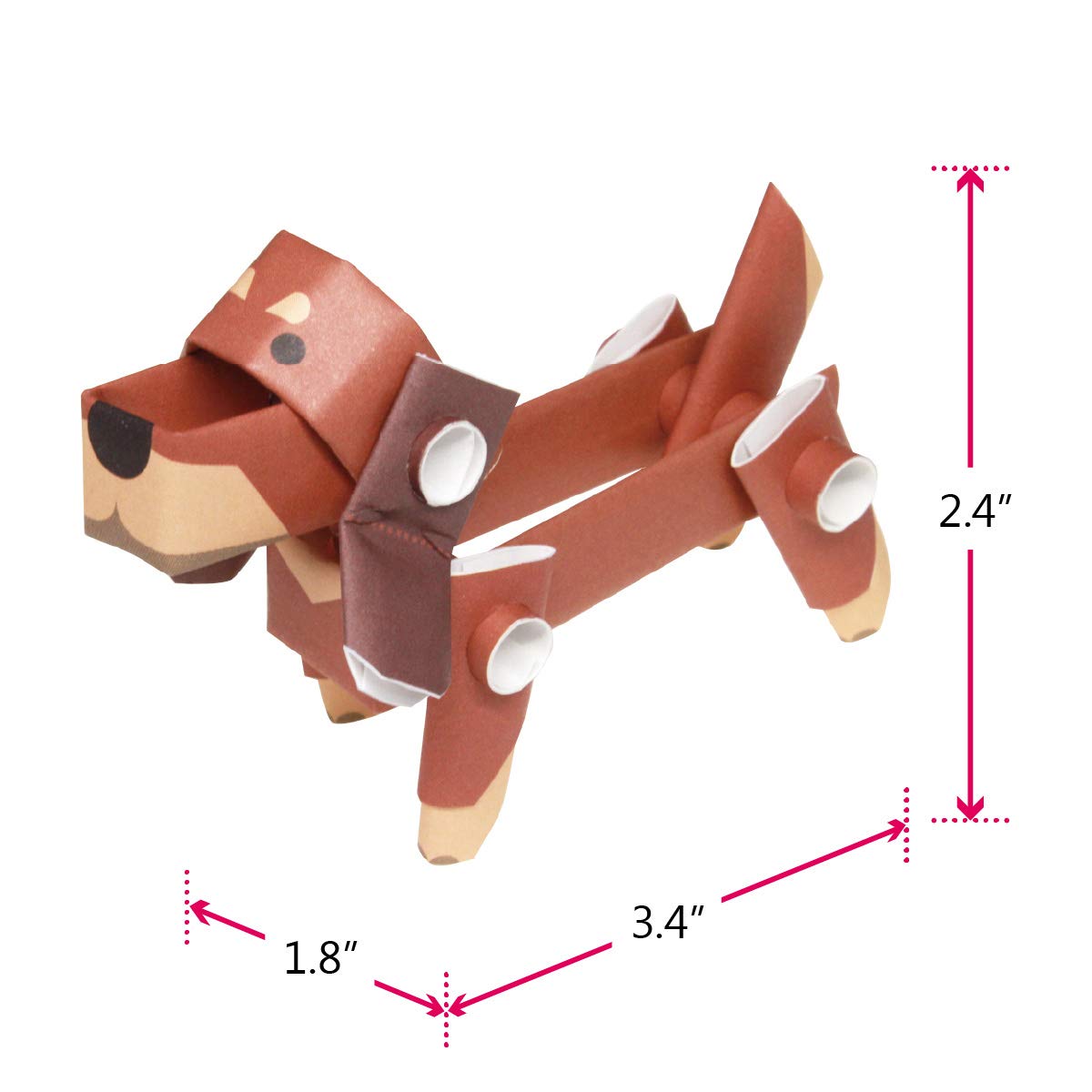 PIPEROID animals Dachshund Dog - Japanese 3D Paper Dog Puzzle DIY Origami Kit for Kids and Adults