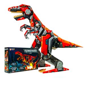 ROBO-MAX T-Rex | Construction Building Kit, 3' FT. Tall Dino Robot – STEM Toys for Kids Ages 7-12 and Up (250+ Pieces)