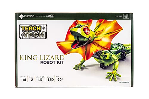 Elenco Teach Tech King Lizard, Interactive Lizard Robot Kit, STEM Creative Toys for Kids 10+ includes Assembly Parts