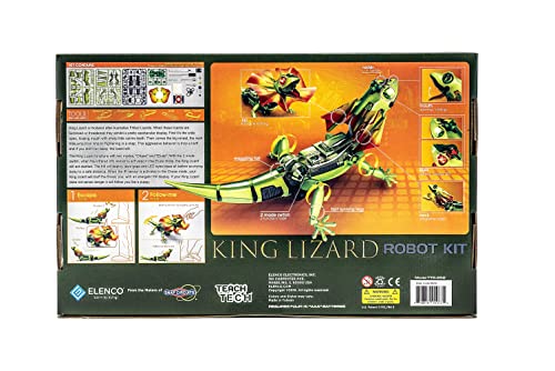 Elenco Teach Tech King Lizard, Interactive Lizard Robot Kit, STEM Creative Toys for Kids 10+ includes Assembly Parts