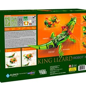 Elenco Teach Tech King Lizard, Interactive Lizard Robot Kit, STEM Creative Toys for Kids 10+ includes Assembly Parts