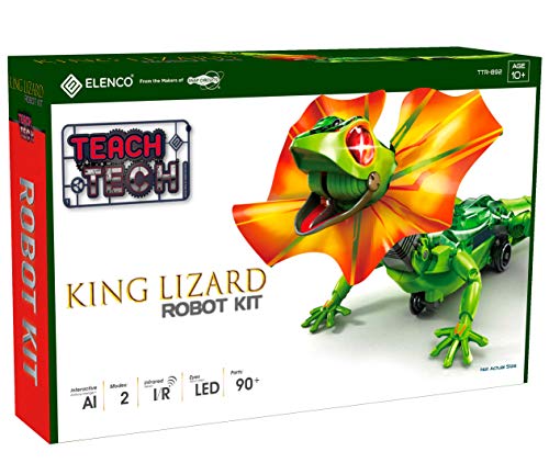 Elenco Teach Tech King Lizard, Interactive Lizard Robot Kit, STEM Creative Toys for Kids 10+ includes Assembly Parts