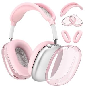 【3 in 1】 case cover for airpods max headphones, anti-scratch sweat-proof ear pad covers/ear cups cover/headband cover protectorfor apple airpods max - pink