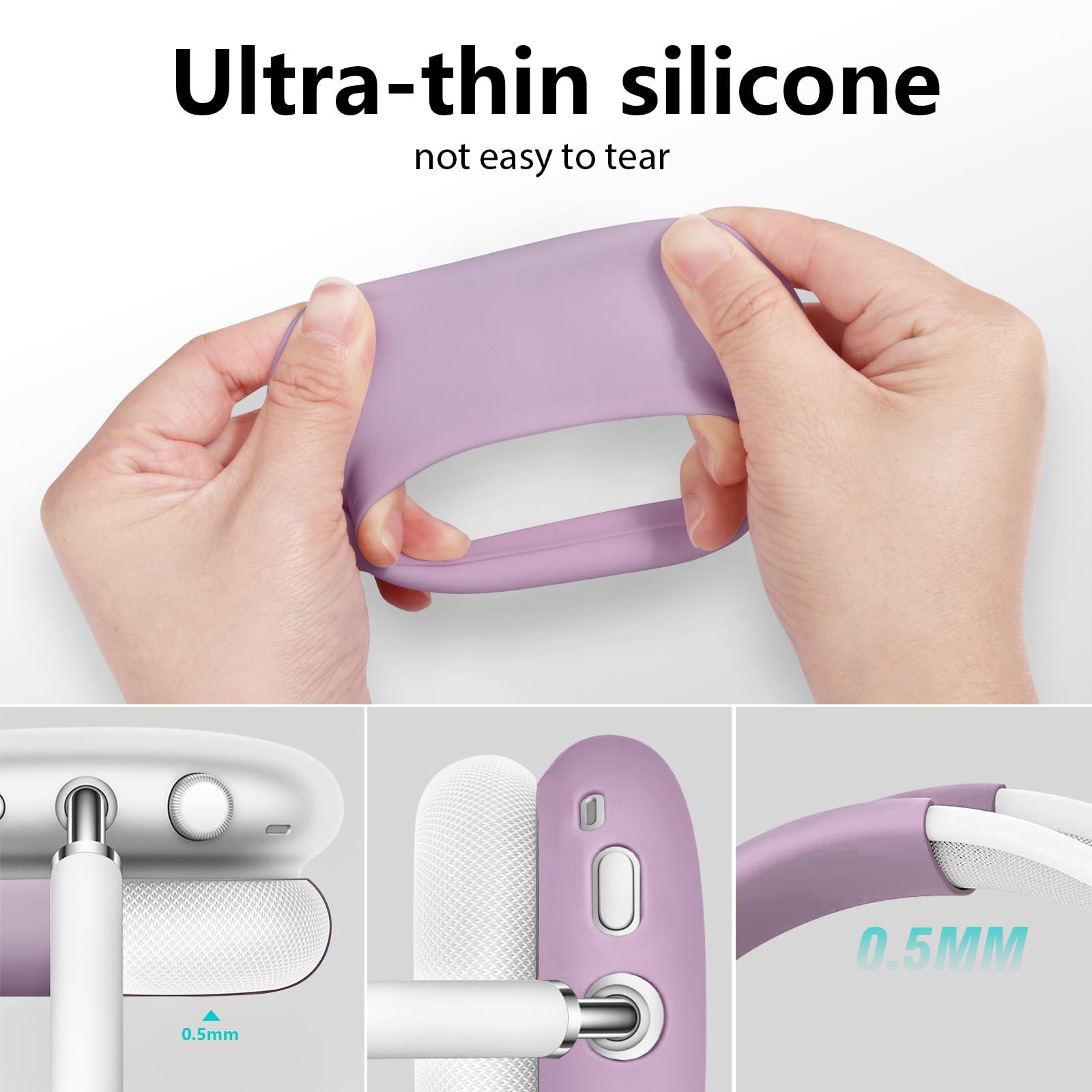 Filoto Case for Airpods Max Headphones, Silicone Cover for Apple Airpod Max,Accessories Cases (Lavender Purple)