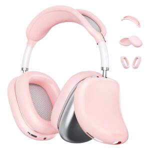 for airpod max ear covers, soft silicone case cover kit for airpod max ear pad/ear cups/headband, anti-scratch protective accessories for apple airpods max headphones (pink)