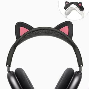 wqnide headband cover for airpods max, cute cat ears design soft silicone headphone headband protectors/comfort cushion/top pad protector sleeve compatible with apple airpods max (black)