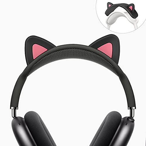 WQNIDE Headband Cover for AirPods Max, Cute cat Ears Design Soft Silicone Headphone Headband Protectors/Comfort Cushion/Top Pad Protector Sleeve Compatible with Apple AirPods Max (Black)