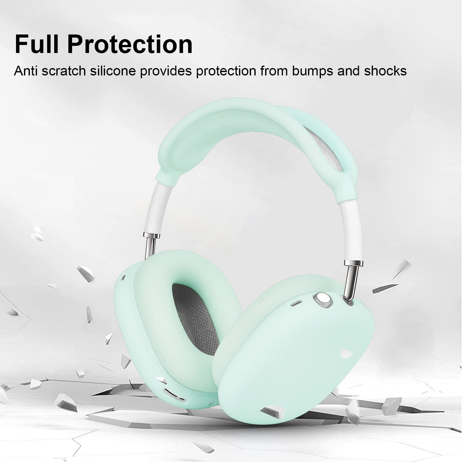 OETKER Compatible Airpods Max Case Cover, Soft Silicone 3 in 1 Anti-Scratch Ear Pad Case Cover/Ear Cups Cover/Headband Cover Accessories Skin for Airpods Max, Green Glow in The Dark