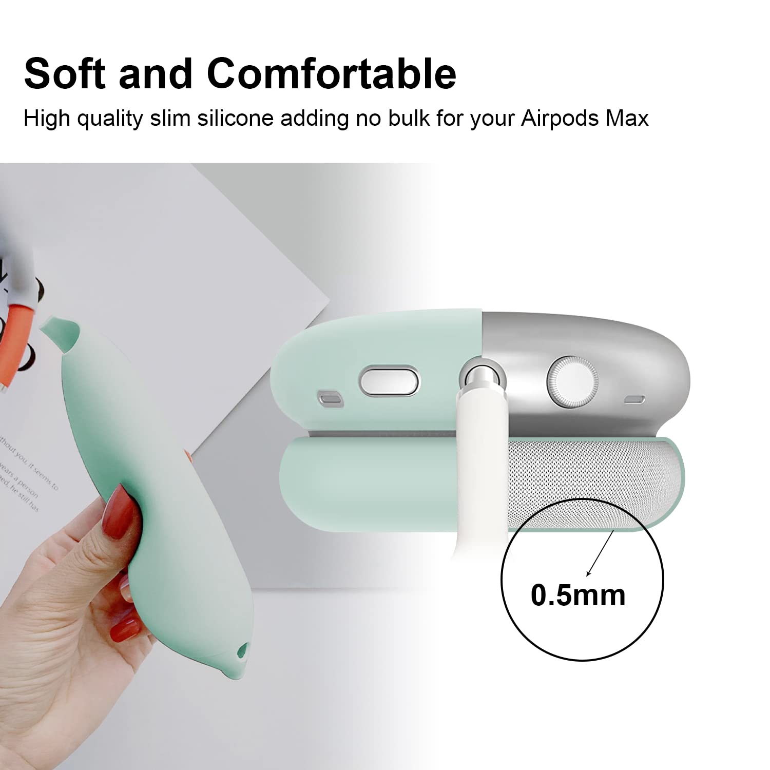 OETKER Compatible Airpods Max Case Cover, Soft Silicone 3 in 1 Anti-Scratch Ear Pad Case Cover/Ear Cups Cover/Headband Cover Accessories Skin for Airpods Max, Green Glow in The Dark