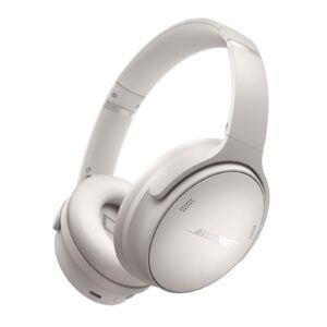 bose quietcomfort wireless noise cancelling headphones, bluetooth over ear headphones with up to 24 hours of battery life, white smoke