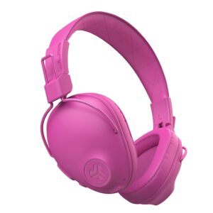 jlab studio pro bluetooth wireless over-ear headphones, 50+ hour bluetooth 5 playtime, eq3 sound, ultra-plush faux leather & cloud foam cushions, track and volume controls, pink