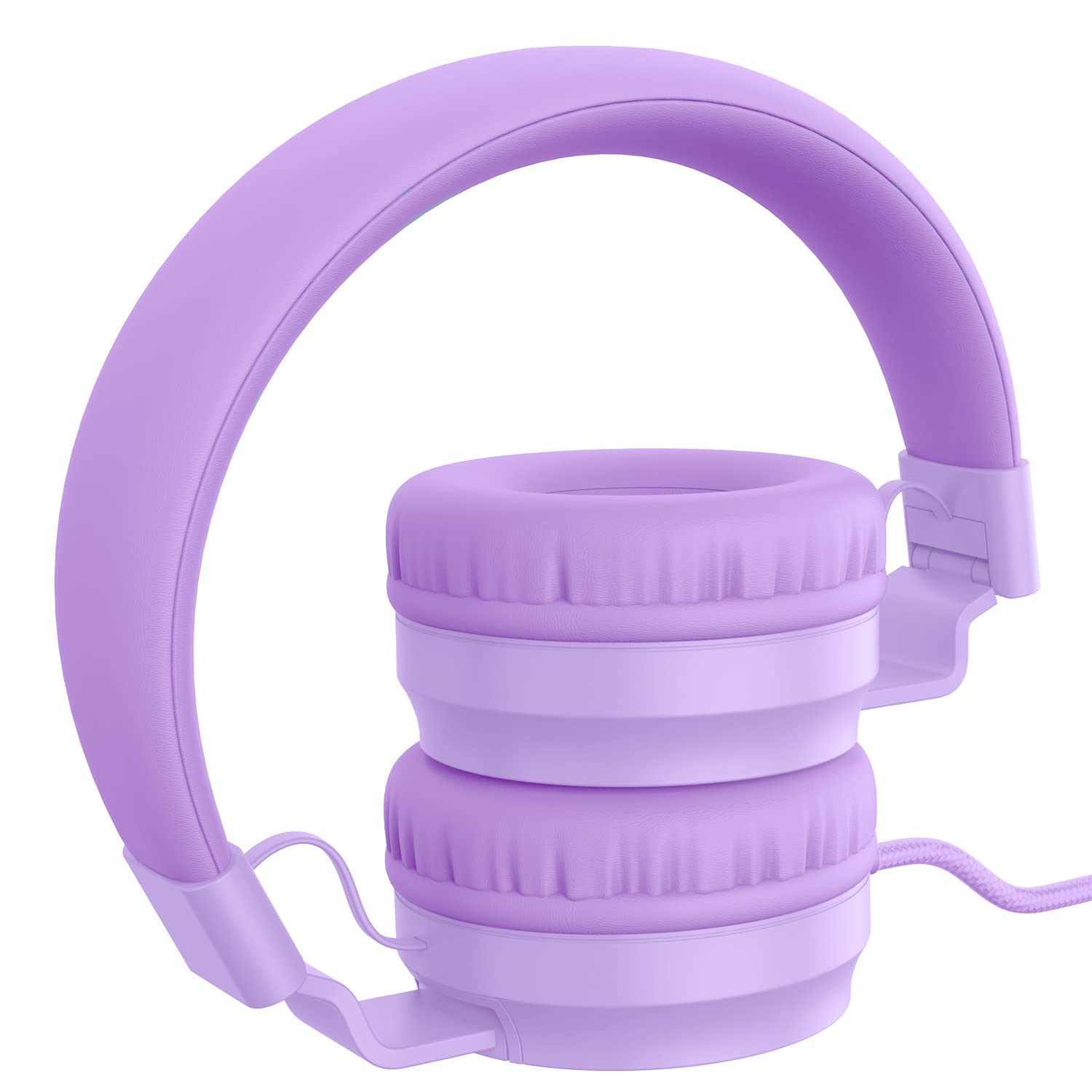 Puro Sound Labs PuroBasic Volume Limiting Wired Headphones for Kids, Foldable & Adjustable Headband w/Microphone, Compatible with Smartphones, Tablets and PC’s -Purple