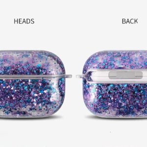 Purple Glitter Case For AirPods Pro Custom Name Keychain Protective Liquid Quicksand Personalized Pods 3 Cover Gift For Men Women MN2