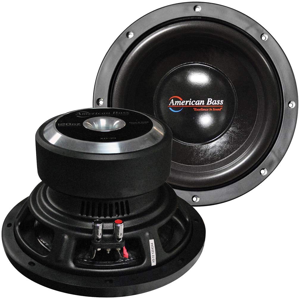 American Bass XD-1044 XD 10-inch Subwoofer 450 Watt RMS / 900 Watt Max Dual Voice Coil 4 Ohm Voice Coils 125 Oz Magnet