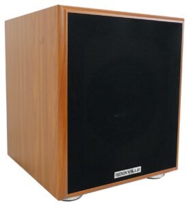 rockville rock shaker 6.5" inch wood 200w powered home theater subwoofer sub