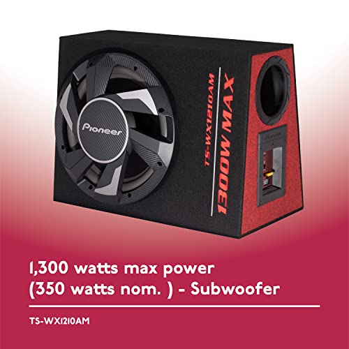 PIONEER TS-WX1210AM - Powerful 12-inch Active Subwoofer with Built-in Amplifier, 1300 Watts Peak Power, and Compact Design for Deep Bass