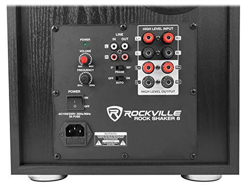 Rockville Rock Shaker 8" Inch Black 400w Powered Home Theater Subwoofer Sub