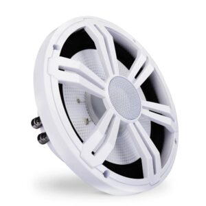 pyle 8” slim marine subwoofer - 300w 4 ohm waterproof car component speaker system, low profile pp cone w/ rubber edge, 30 oz magnet 1.5" voice coil, for custom audio boat truck mobile vehicle (white)