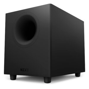 nzxt relay pc gaming subwoofer - ap-sub80-us - deep, powerful bass - compact design - 140 watts - down-firing 6.5" driver - crossover & phase control - black