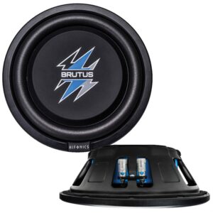 hifonics bxs10d4 brutus shallow mount subwoofer (black) – 10 inch subwoofer, 400 watt, car audio system, 2.5 inch voice coils, uv rubber surround, best in sealed enclosures, marine grade