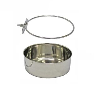 pet dog stainless steel coop cups with clamp holder - detached dog cat cage kennel hanging bowl,metal food water feeder for small animal ferret rabbit (xl)