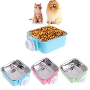 crate dog bowl, stainless steel removable hanging food water bowl crate coop cup,pet cage bowls with bolt holder for dog, puppy, cat, rabbit, bird,small animals