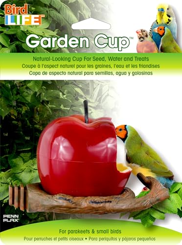 Penn-Plax Garden Cups – for Seed, Water, and Treats – Great for Small Birds (Parakeets/Budgies, Parrotlets, Cockatiels, Canaries, & Finches) – Apple (BA450)