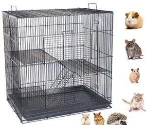 foldable 3-level with narrow 3/8 inch bar spacing chew free small animal critter travel carrier cage for guinea pig ferret chinchilla sugar glider rats mice gerbil