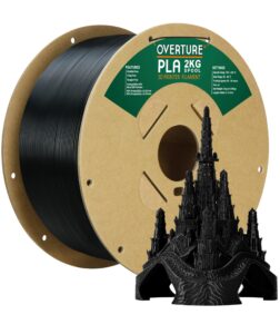 overture pla filament 1.75mm pla 3d printer filament, 2kg cardboard spool (4.4lbs), dimensional accuracy +/- 0.02mm, fit most fdm printer(black 2kg-1 pack)