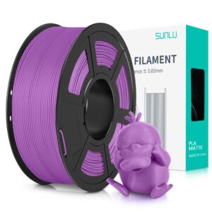 sunlu 3d printer filament pla matte 1.75mm, neatly wound filament, smooth matte finish, print with 99% fdm 3d printers, 1kg spool (2.2lbs), 330 meters, matte purple